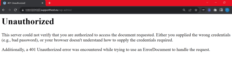 Come risolvere l'errore 401 - SupportHost