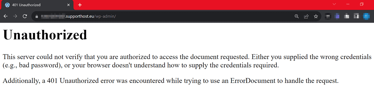Come risolvere l'errore 401 - SupportHost