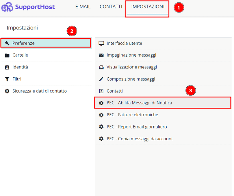 Attivare notifiche email per la ricezione delle PEC