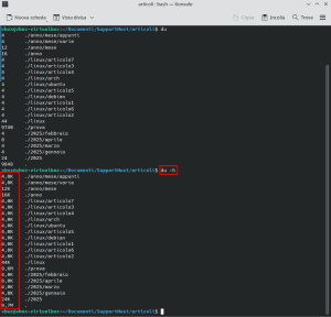 Comando du: verificare lo spazio occupato da file e cartelle