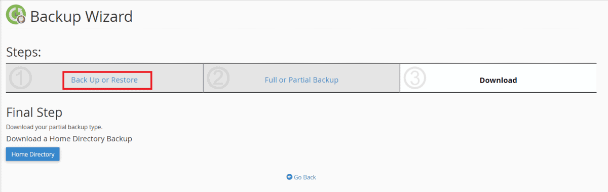 cPanel Backup Wizard - SupportHost