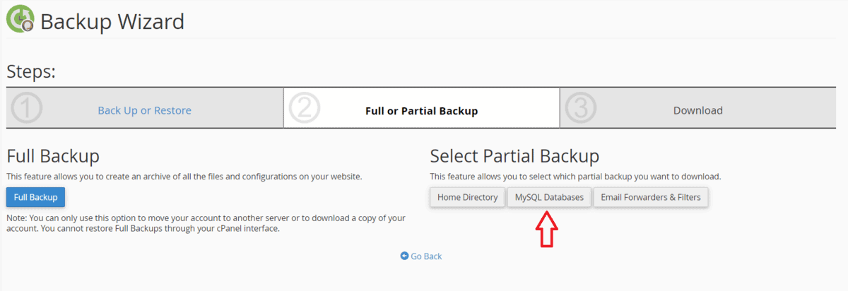 cPanel Backup Wizard - SupportHost