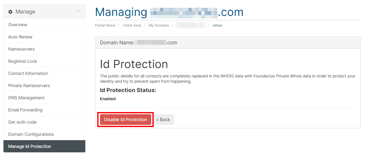 How to enable Whois Protection - SupportHost