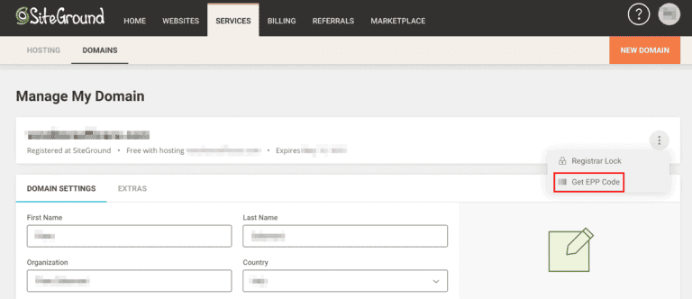 Request Auth-Code / Epp SiteGround (2025) - SupportHost