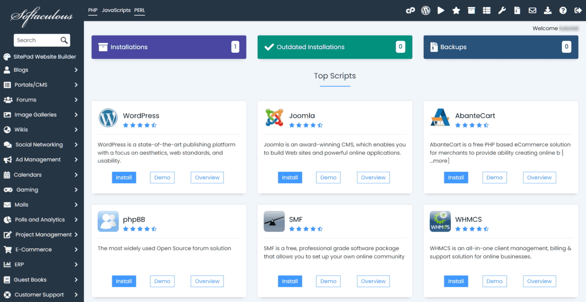Softaculous: what is and how to use it - SupportHost