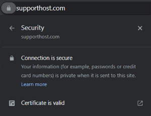 Not secure website warning in browser - SupportHost
