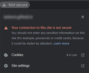 Not secure website warning in browser - SupportHost