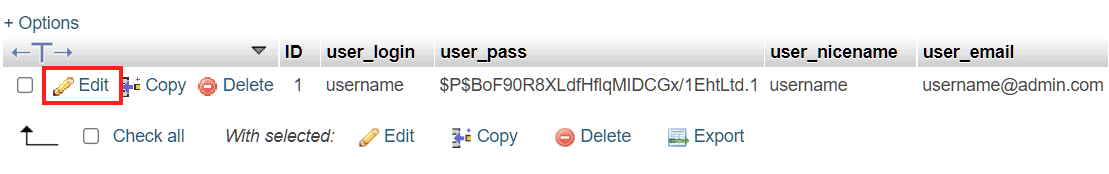 WordPress phpMyAdmin: manage the database - SupportHost