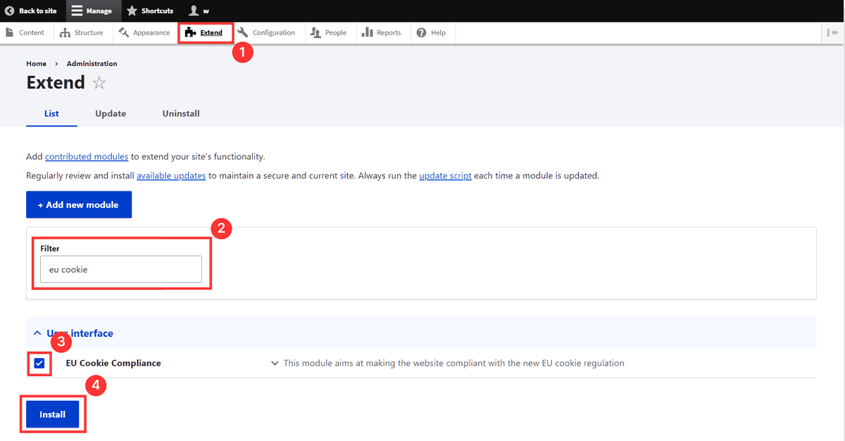 How to create a Cookie Consent Banner on Drupal - SupportHost
